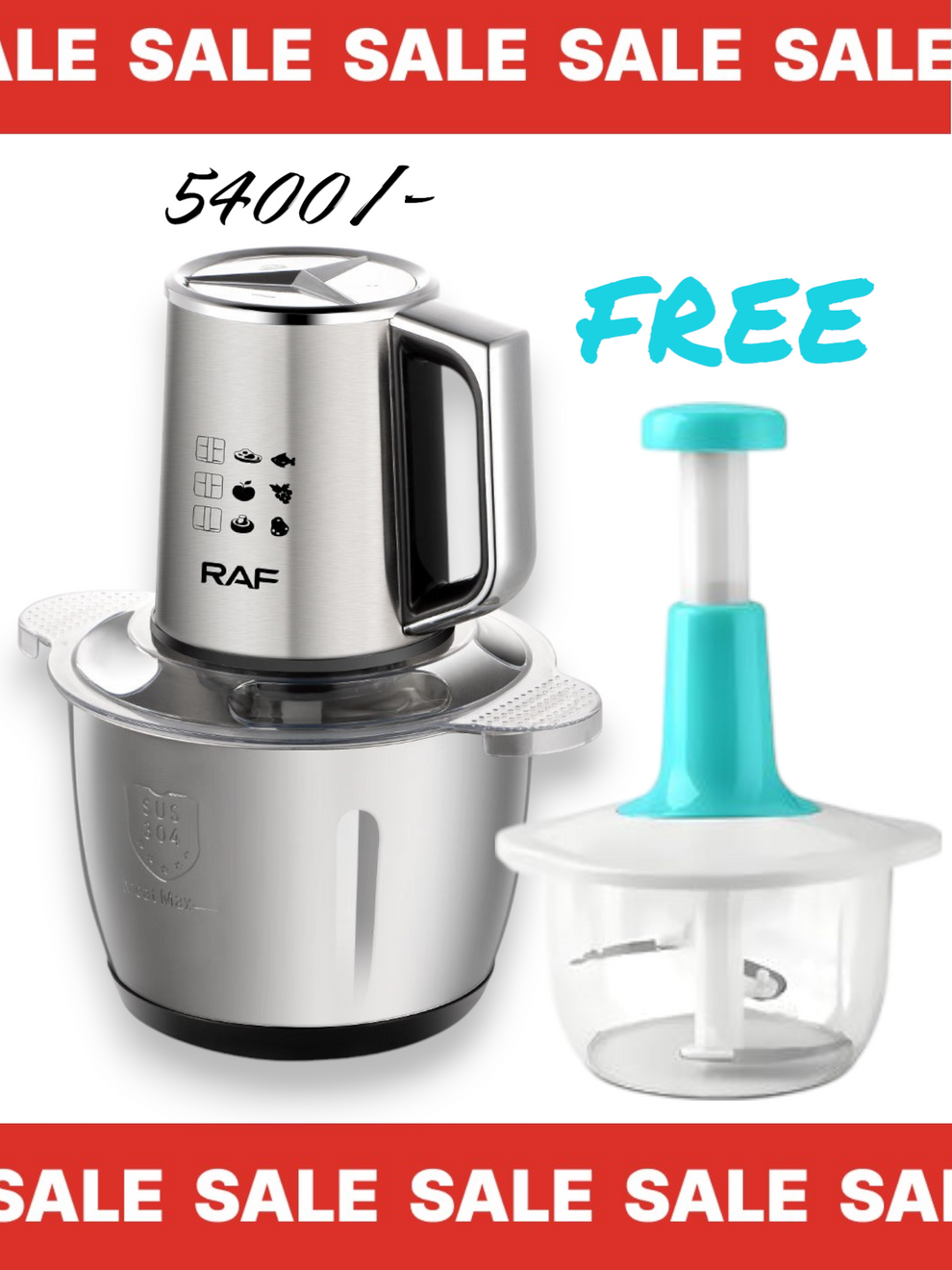 RAF 3L Electric Meat CHOPPER R.7032 + 🥩FREE Hand Chopper 2L 🆓
