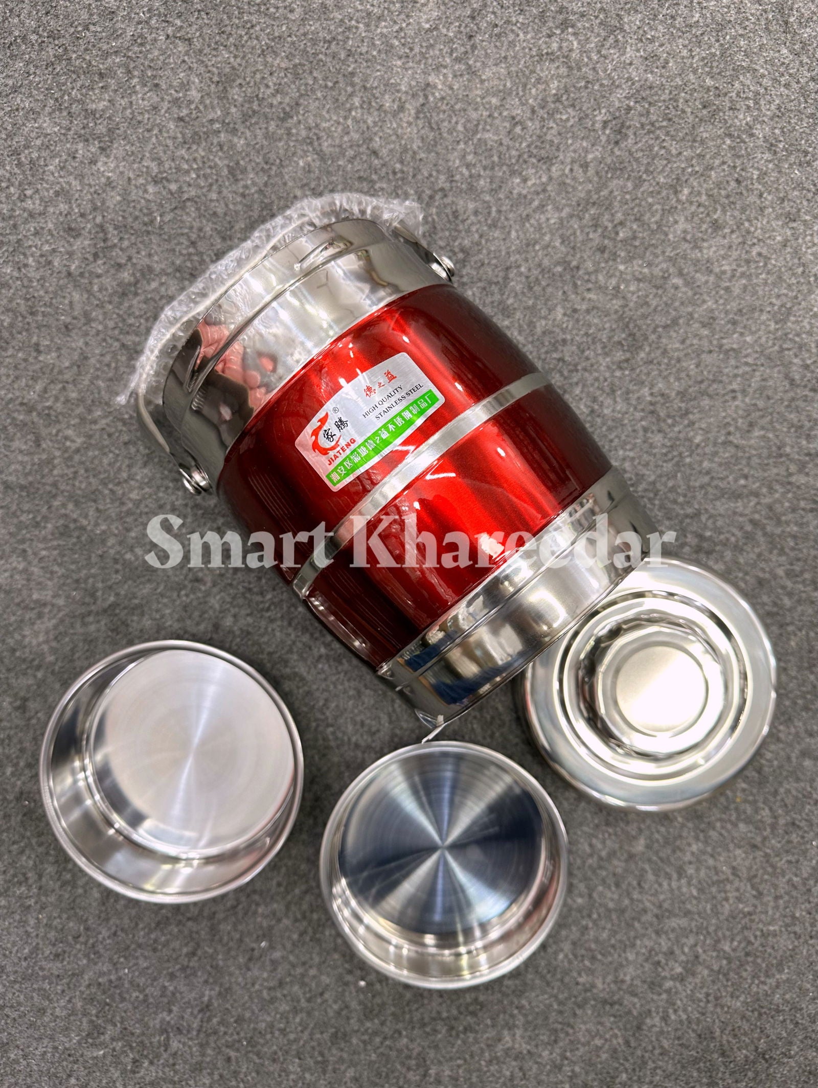 Stainless Steel 3-layer Hot & Cool Circular Lunch Box